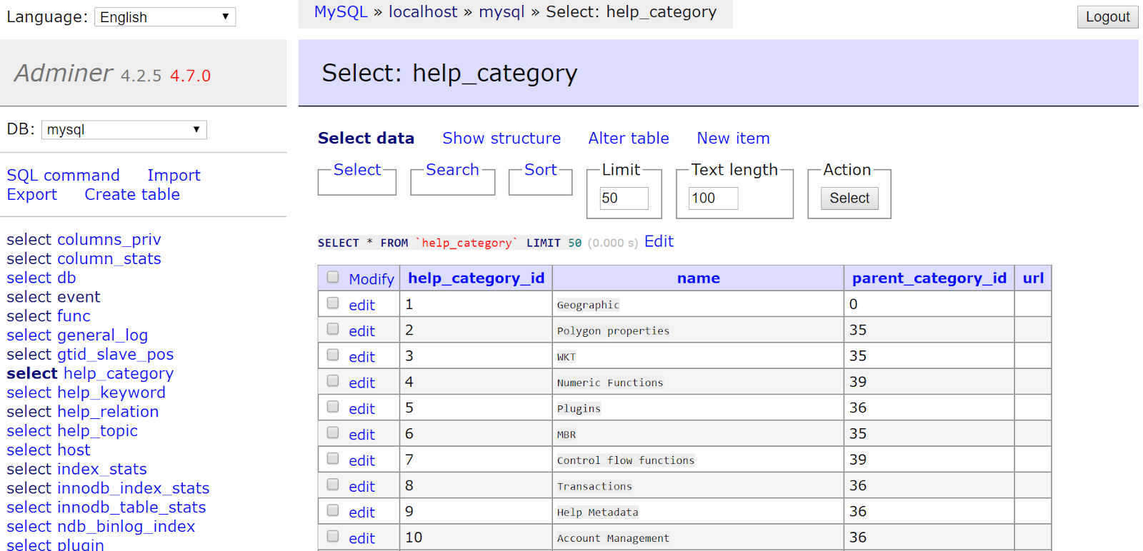 Adminer Simplest Database Management Tool