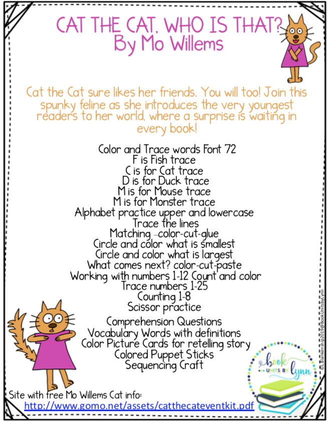 CAT THE CAT, WHO IS THAT? BOOK UNIT & SEQUENCING CRAFT ~ Book Units by Lynn