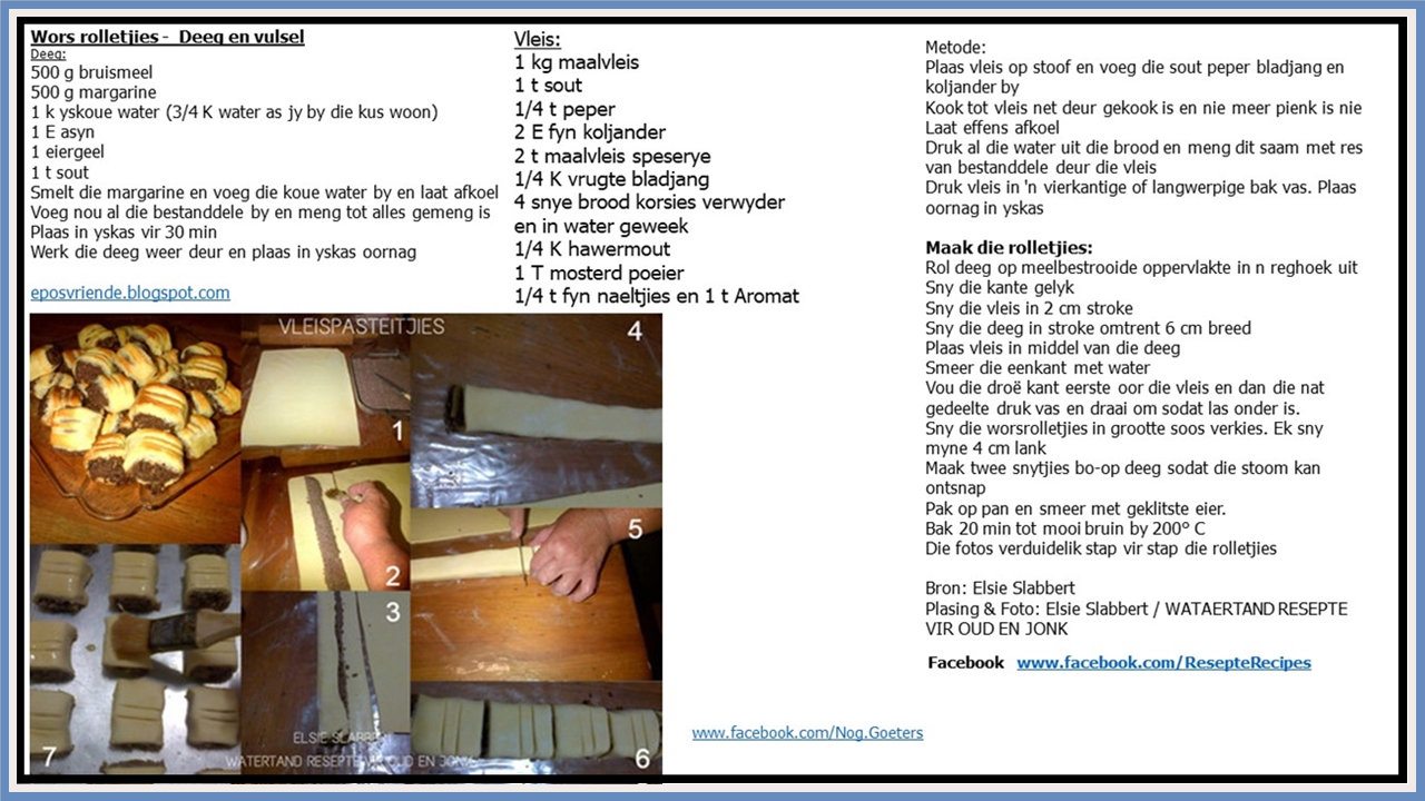 Lekker Resepte : Wors rolletjies - Deeg en vulsel