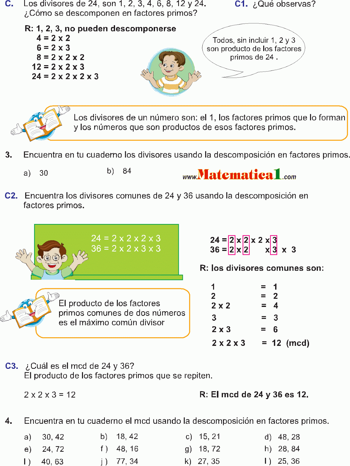 FACTOR PRIMO EJERCICIOS RESUELTOS DE MATEMÁTICAS DE PRIMARIA O BÁSICO PDF