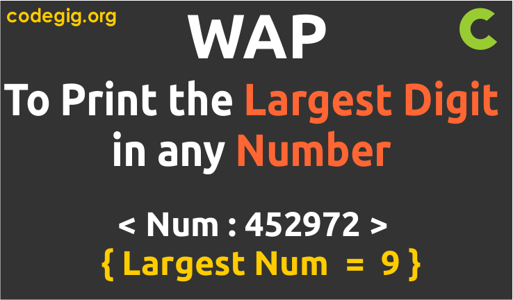 WAP To Print The Largest Digit In Any Given Number In C 43 CodeGig WAP To Print The Largest Digit In Any Given Number In C 43 CodeGig
