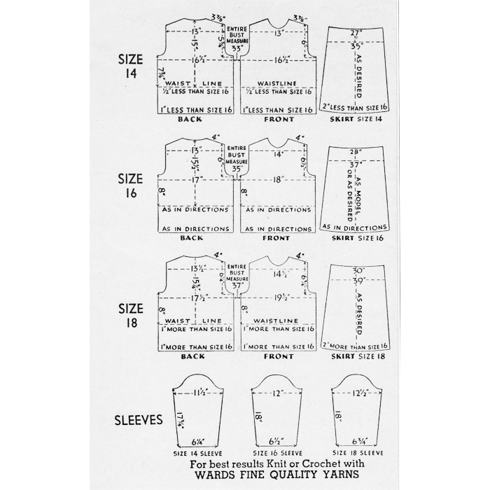Vintage Knit Crochet Shop Talk: Wards Knit to Fit Sizing Chart
