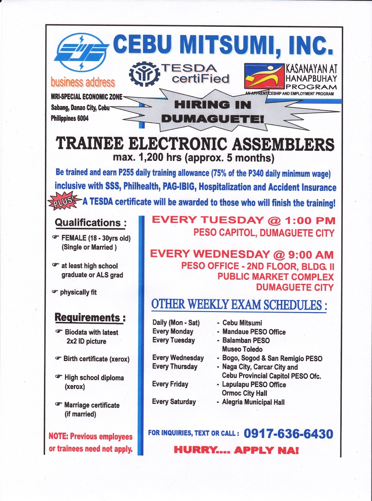 Public Employment Service Office - Dumaguete City: Local Job Openings