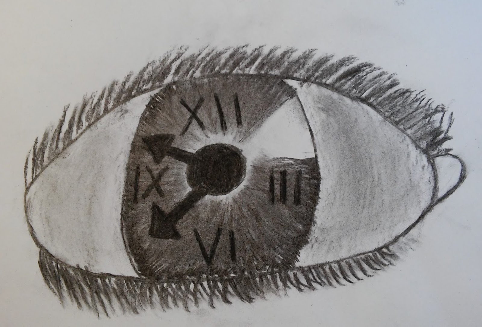 Charcoal drawing - human eye / Kresba uhlem - lidské oko