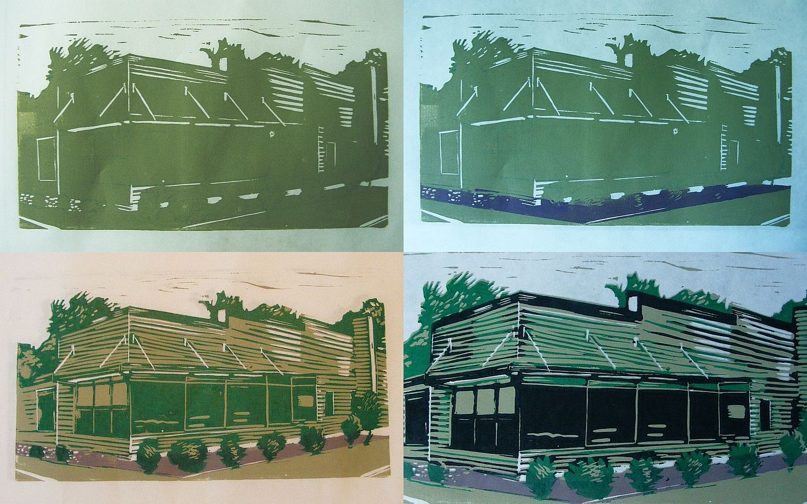 Two Color Linocut Print Reduction Reduction Linocut Print, Kim