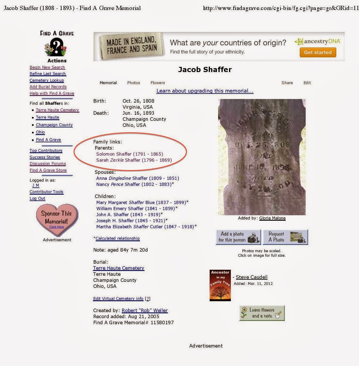 Descendants of the Shaffer and Zirkle Family: 52 Ancestors - Week 3 ...