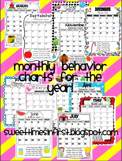 Sweet Times in First: Monthly Behavior Charts for the 2012-2013 School ...