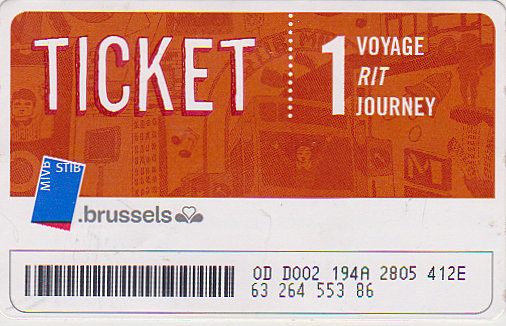 The traveler's drawer: STIB/MIVB (Brussels). Ticket 1 journey (2016)