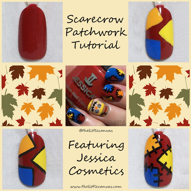 Scarecrow and Scarecrow Patchwork Nail Art Tutorials! - The Little Canvas