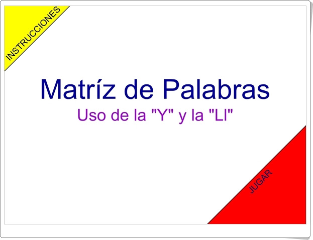 Lengua Española de Educación Primaria: Matriz de palabras: Uso de "y" y ...