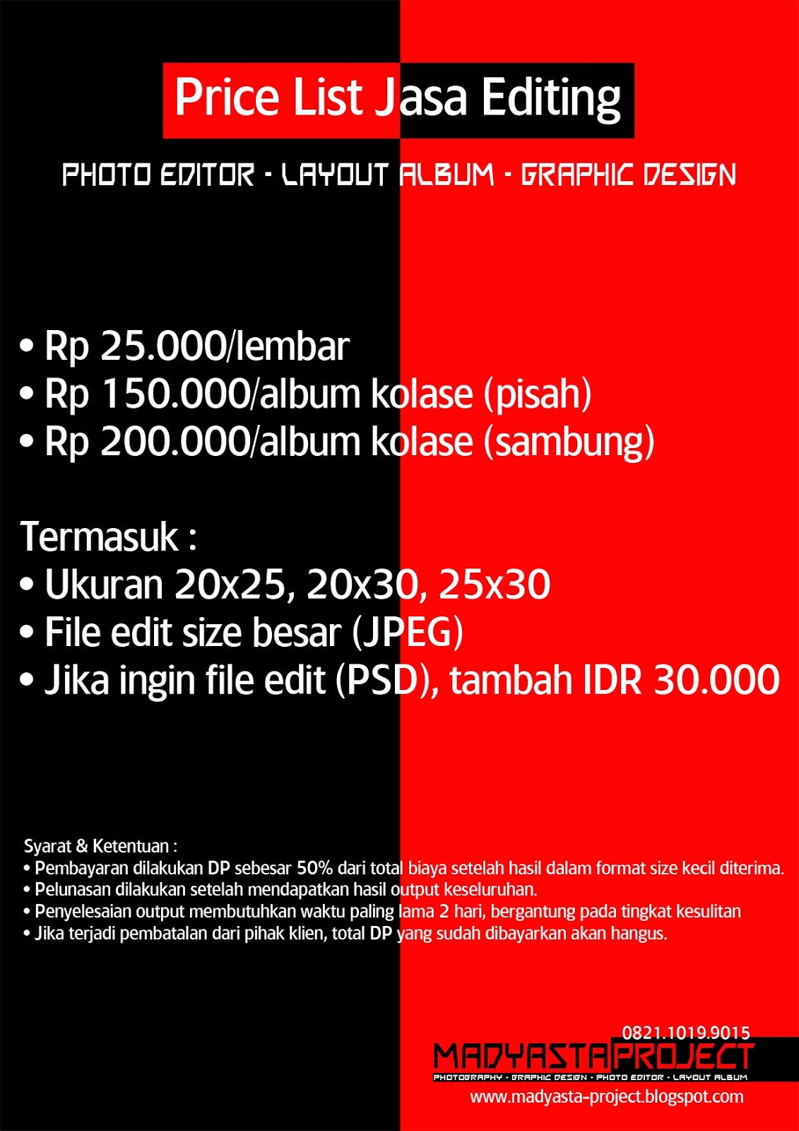 Jasa Pembuatan Media Promosi (Cetak & Produksi): Price List (Edit Foto ...