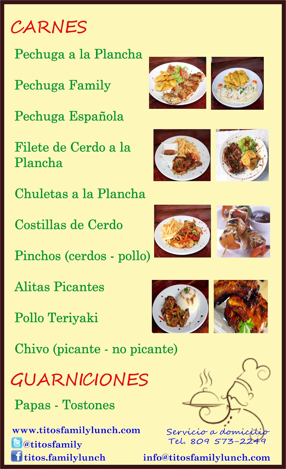 Tito's Family Lunch: NUESTRO MENU