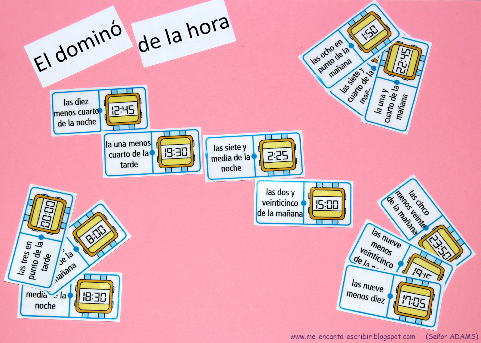 Me encanta escribir en español: El dominó de la hora.