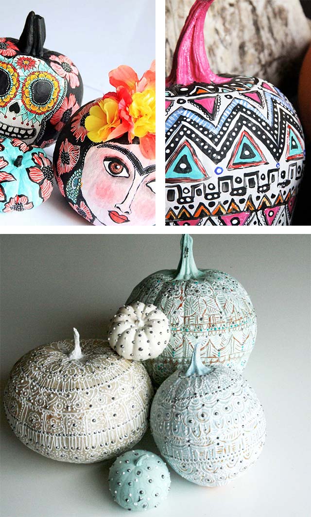 alisaburke: aztec pattern painted pumpkins