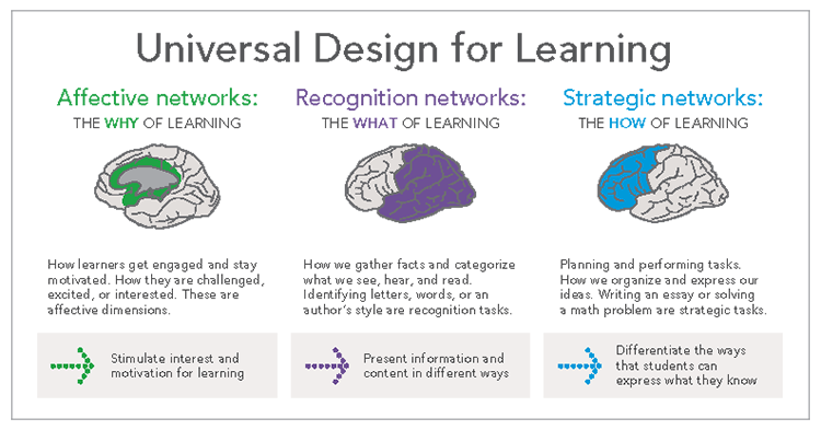 I tre principi dell'UDL - Universal Design for Learning