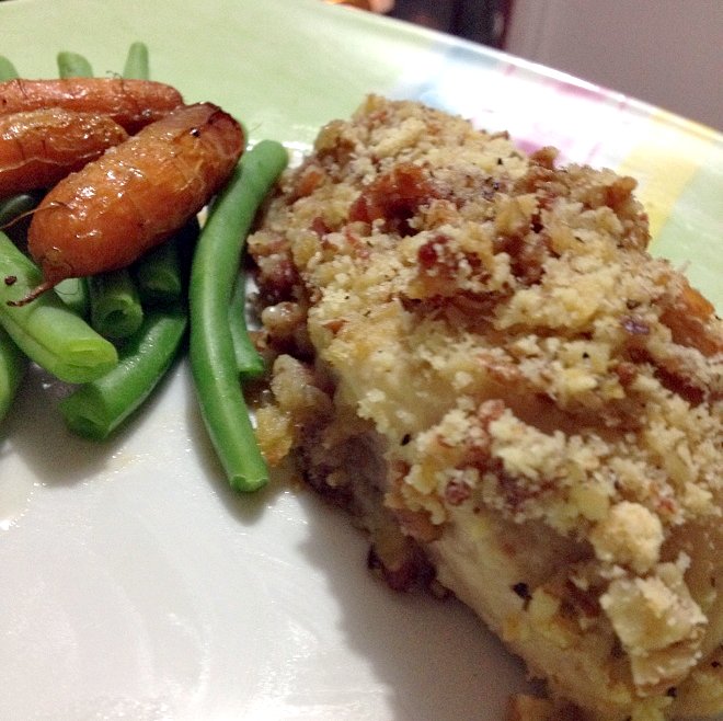 Baked Maple Chicken with Pecan and Prosciutto Crumble