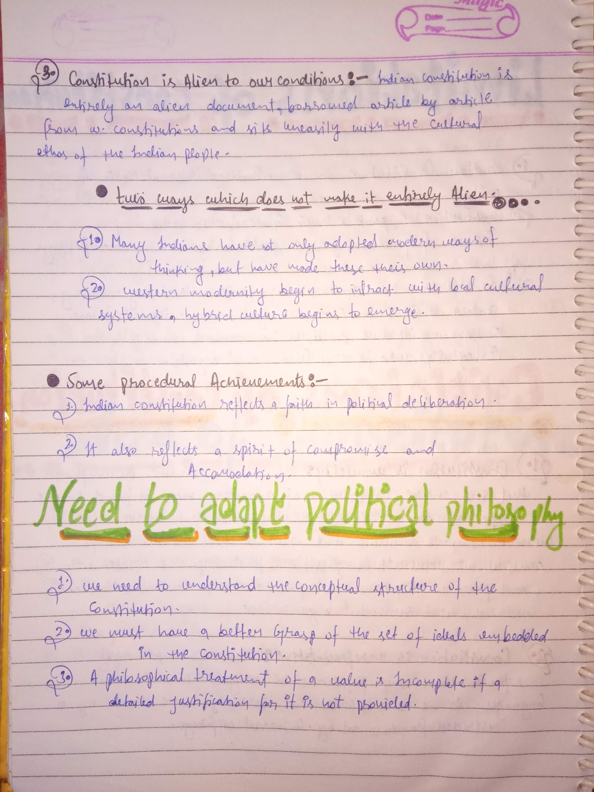 Handwritten Notes of The Philosophy Of The Constitution - class 11th ...