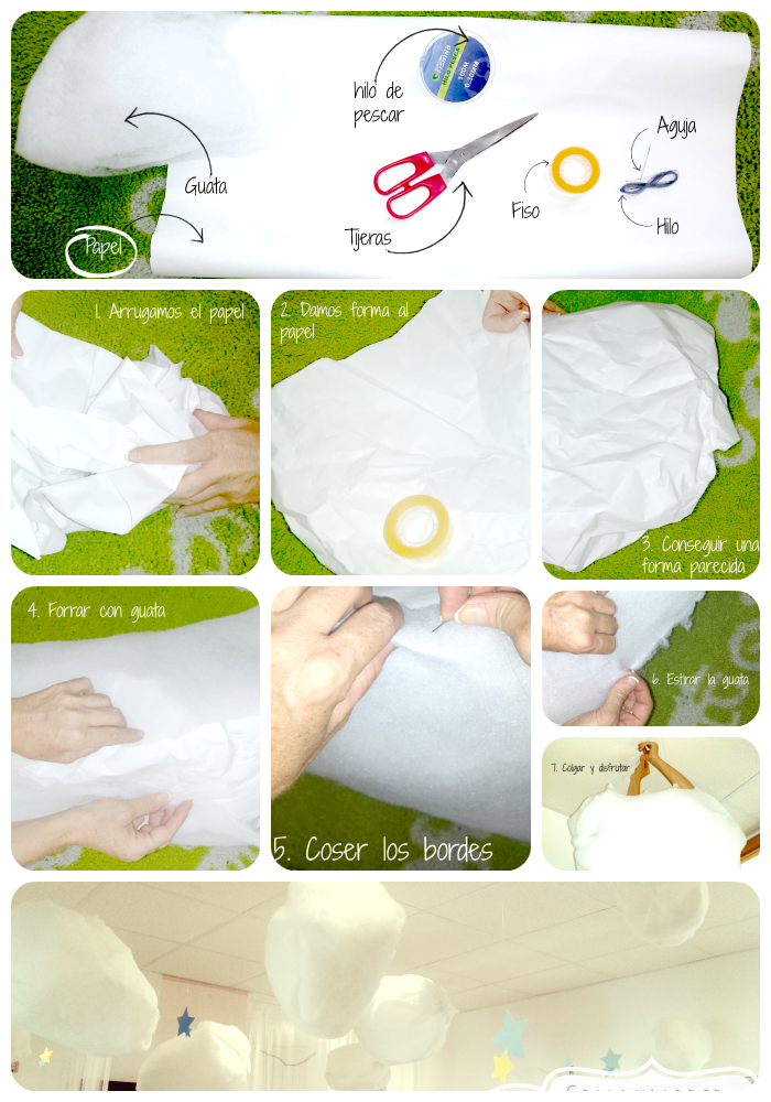 Un arco iris lleno de...: DIY: TUTORIAL TECHO DE NUBES