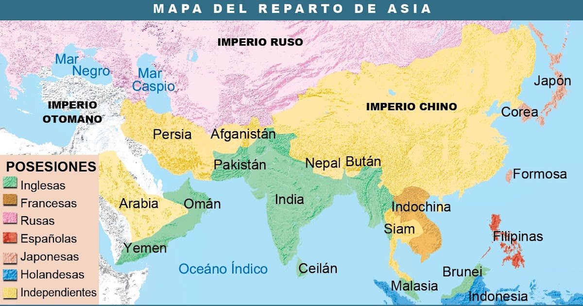 HISTORIA UNIVERSAL DESDE EL CCH(220): Mapa del reparto de Asia de 1914