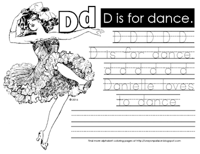 Crayon Palace: "D is for dance" alphabet coloring sheet