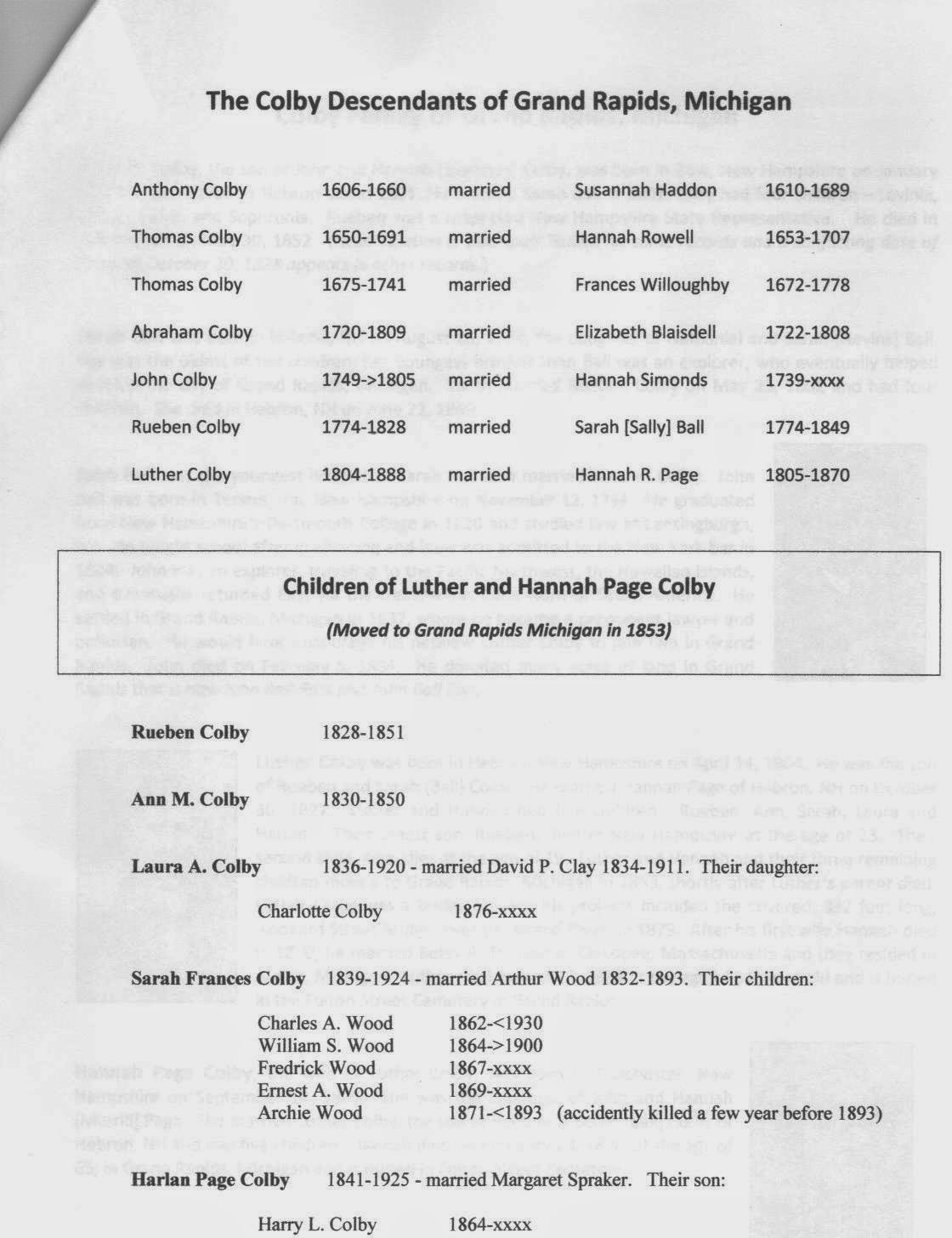 AnceStory Archives: Colby Family of Grand Rapids Michigan