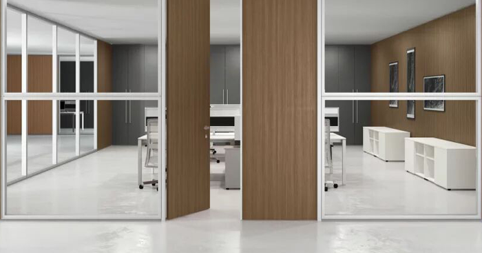glass partition: 100 double wooden face partition