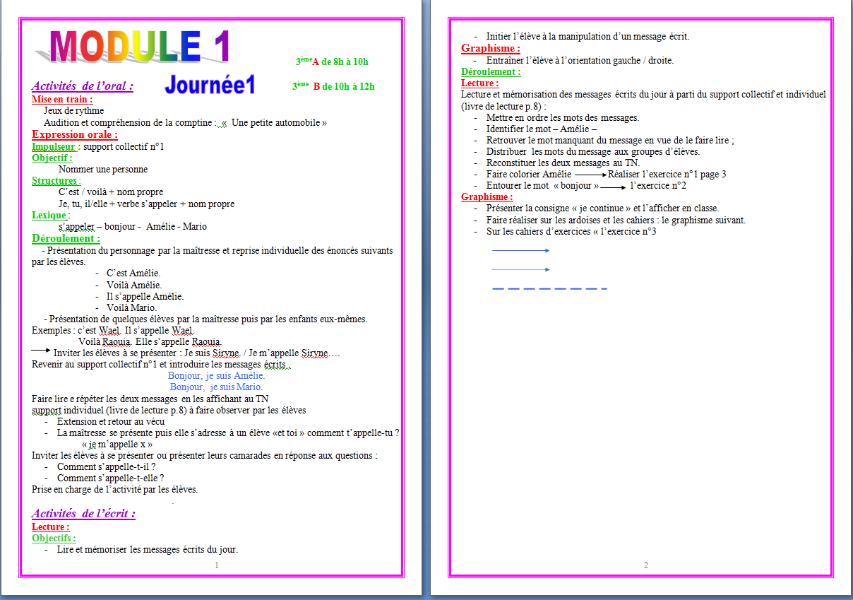 toutes les fiches des modules 1,2,3,4 et 5 + module d'evaluation 3eme ...