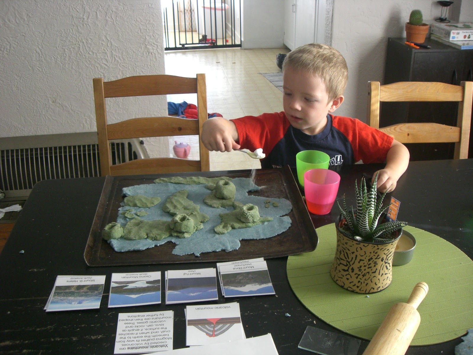 Mixing Playdough: Volcano Extensions w/ Play Dough