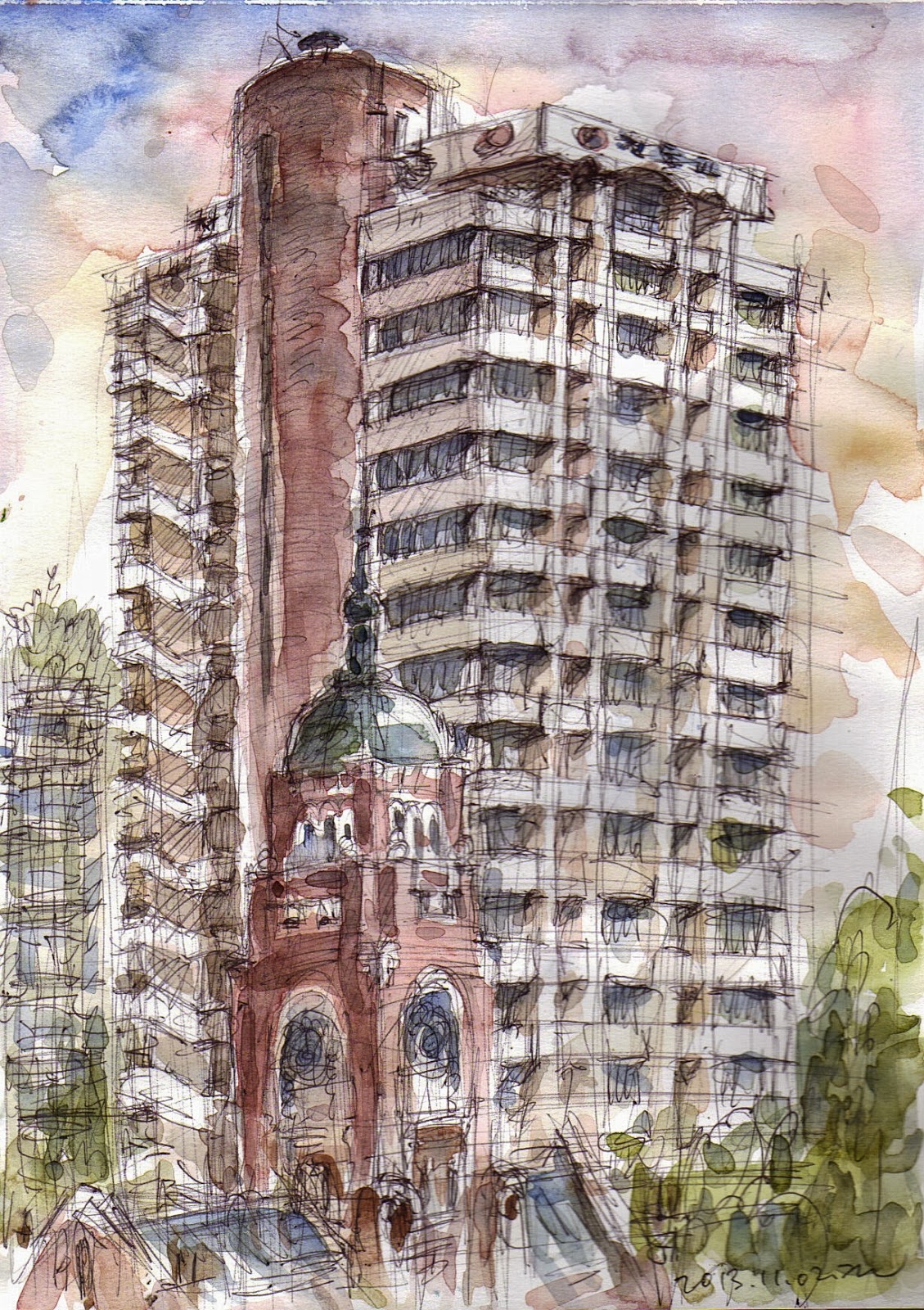 Archiartist Lee: two buildings overlap together