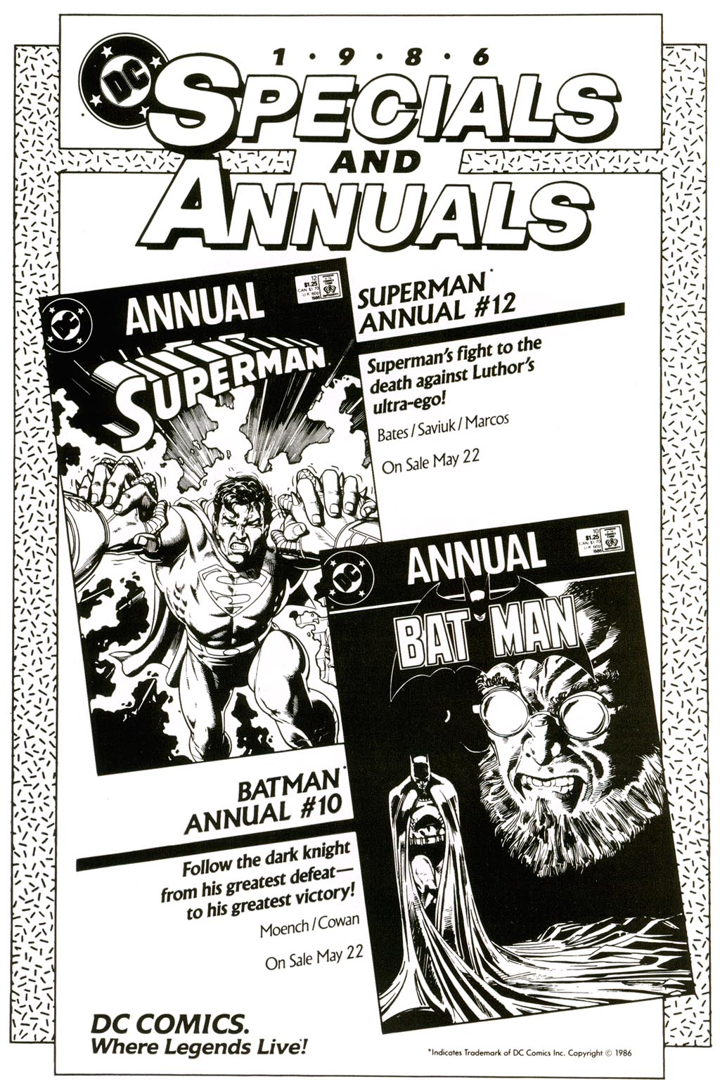 DC Comics of the 1980s: 1986 - Annuals House Ad