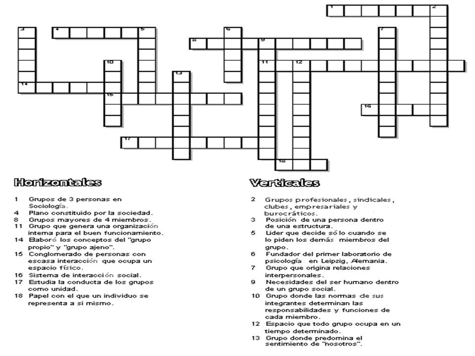 Salud y Sociedad: Crucigrama Grupos Sociales. Tema #3 Salud y Sociedad ...