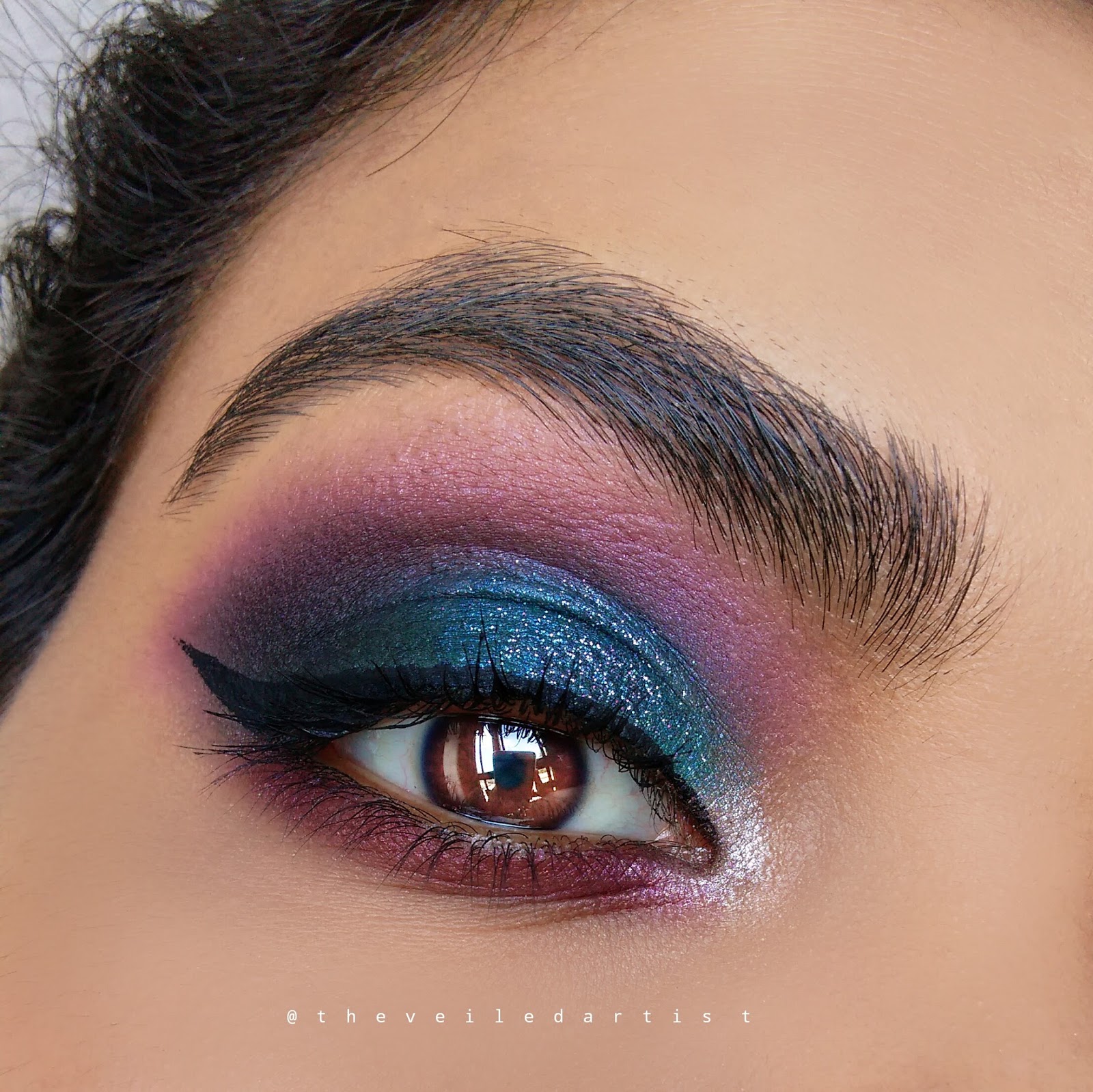 Deep Cerulean and Purple Glitter Smokey Eyes Tutorial - The Veiled Artist