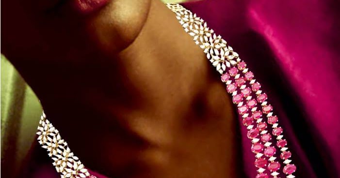 Three Layer Ruby Long Set by Pushkala - Jewellery Designs