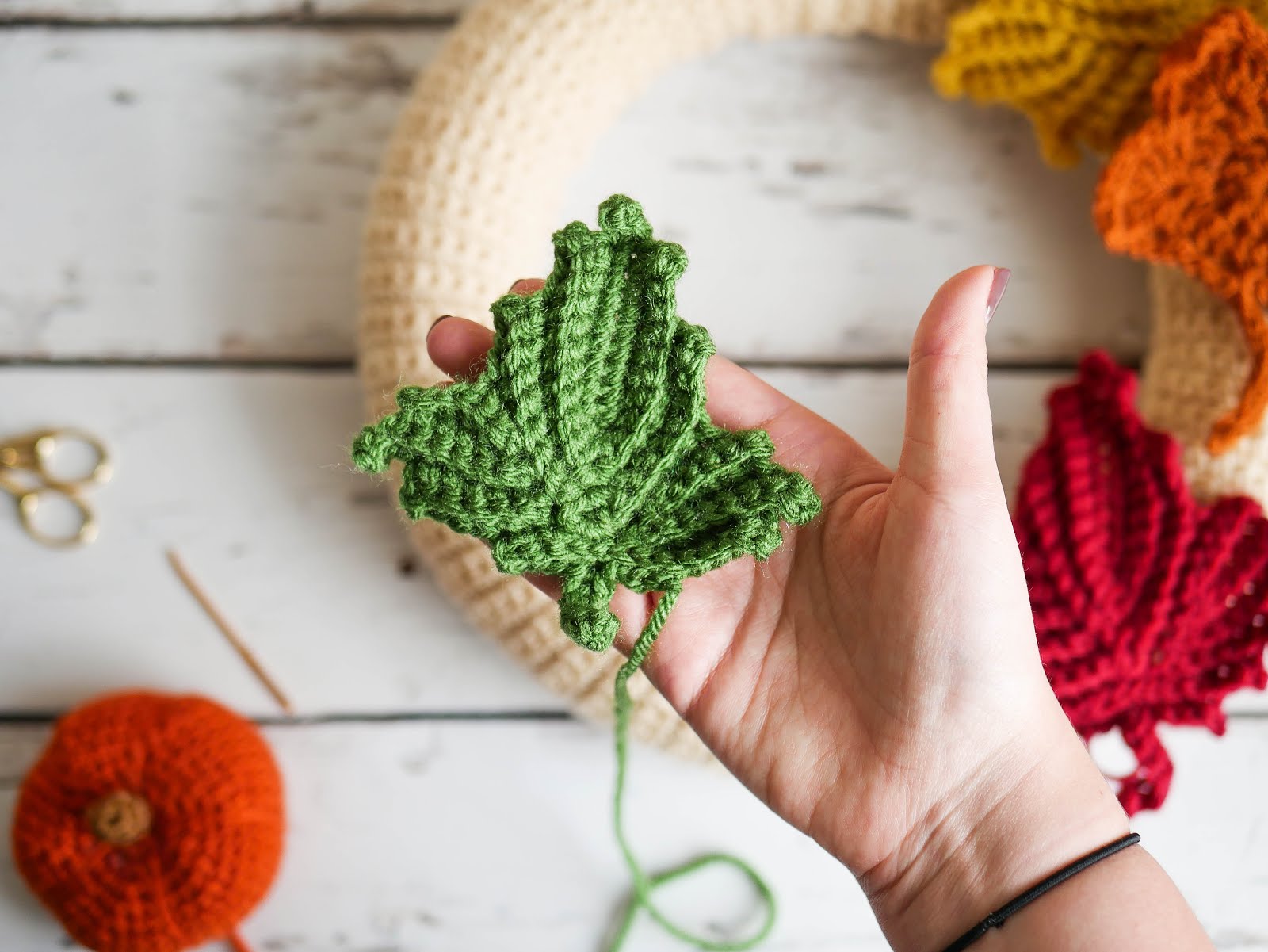 Mornings of Autumn Crochet Wreath • Sewrella