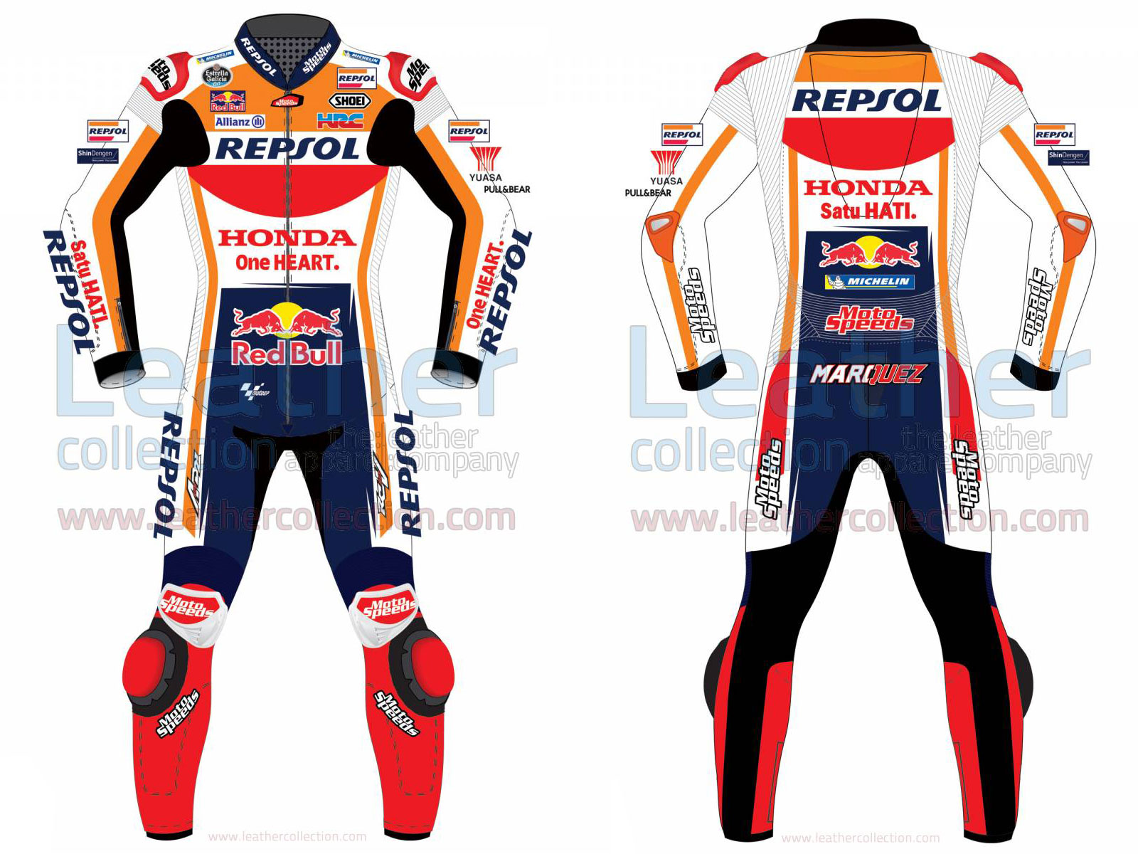 Marc Marquez Honda Repsol MotoGP 2018 Leather Suit - Racing Duke