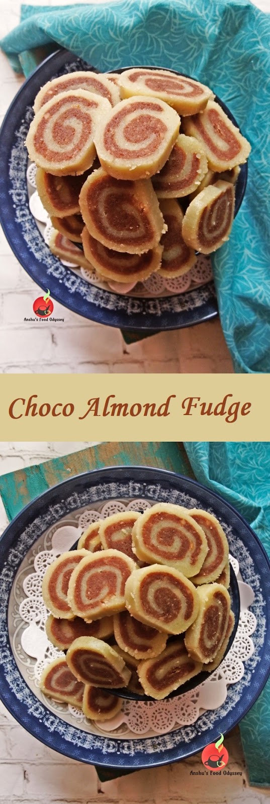 Khoya Badam Chocolate Barfi | Khoya Almond Choco Roll | Almond Choco Fudge