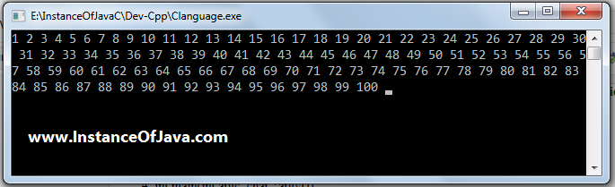 C Program To Print 1 To 100 Without Using Loop Instanceofjava