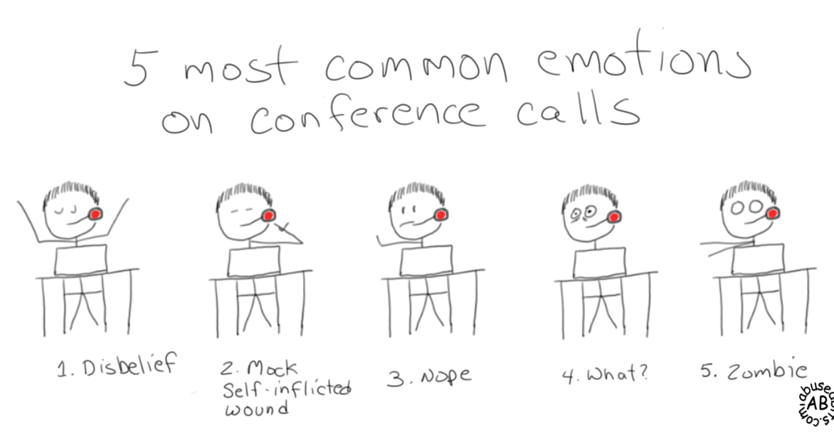 amusedbits: 5 Conference Call Emotions