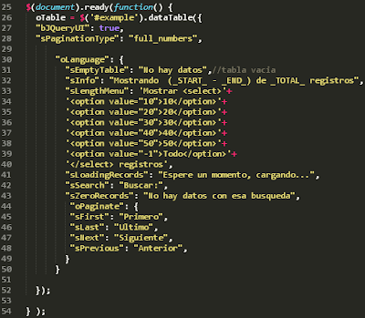DataTable jQuery con PHP y MySQL