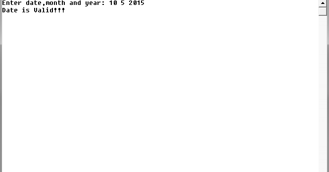 Learn C language: Program to validate date, month and year