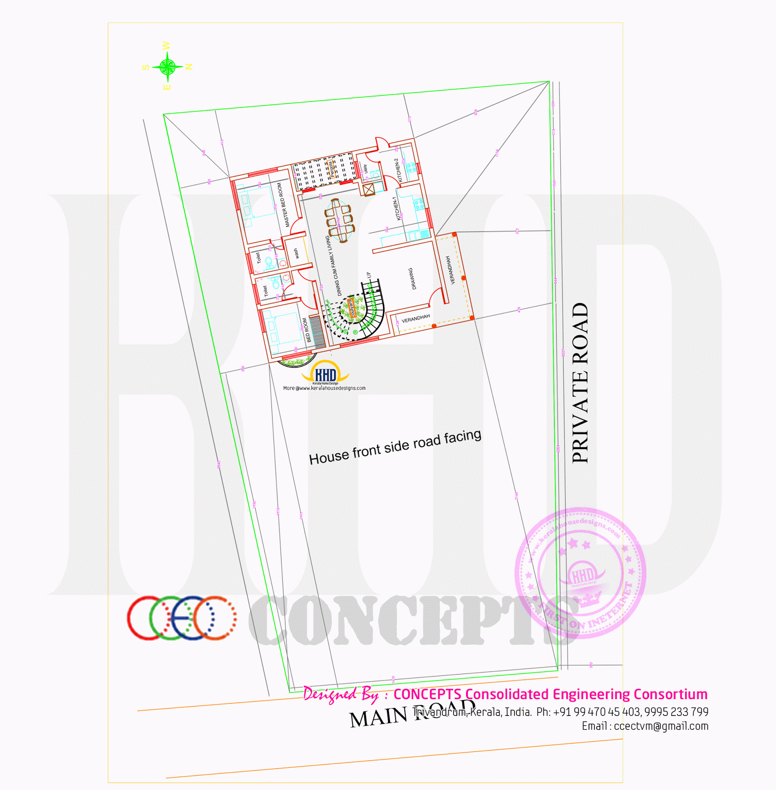 One house in 3 different styles with plan