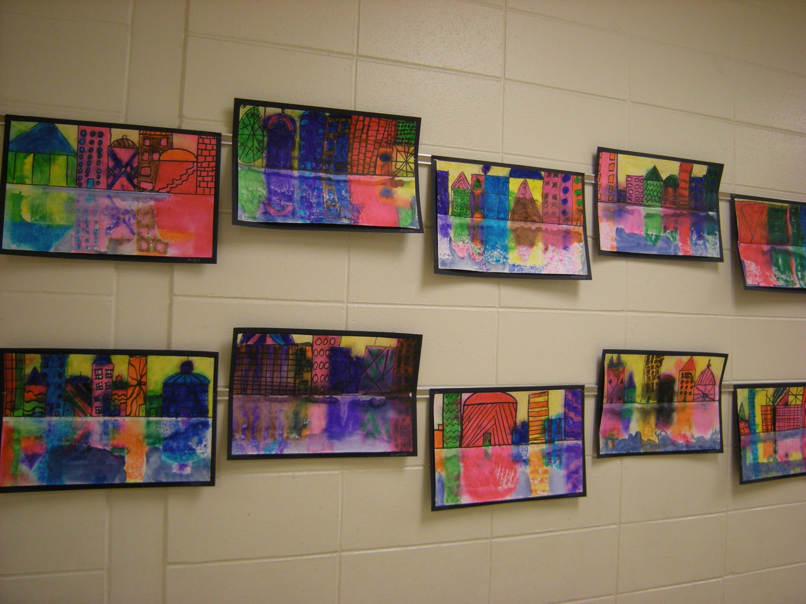 WHAT'S HAPPENING IN THE ART ROOM??: 2nd Grade Cityscape Reflections
