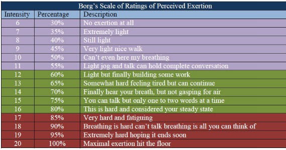 ตารางบอกความเหนื่อย