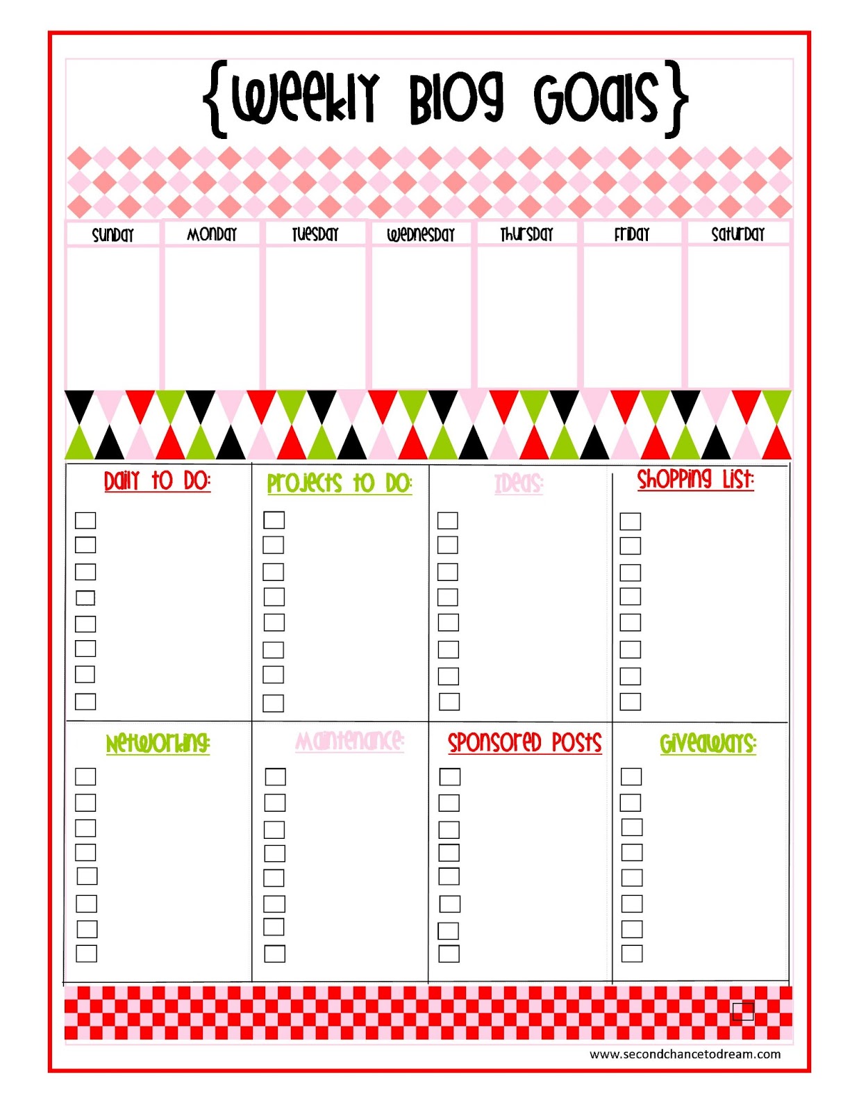 {Weekly Blog Goals} Printable + Planner Dividers | Second Chance To Dream