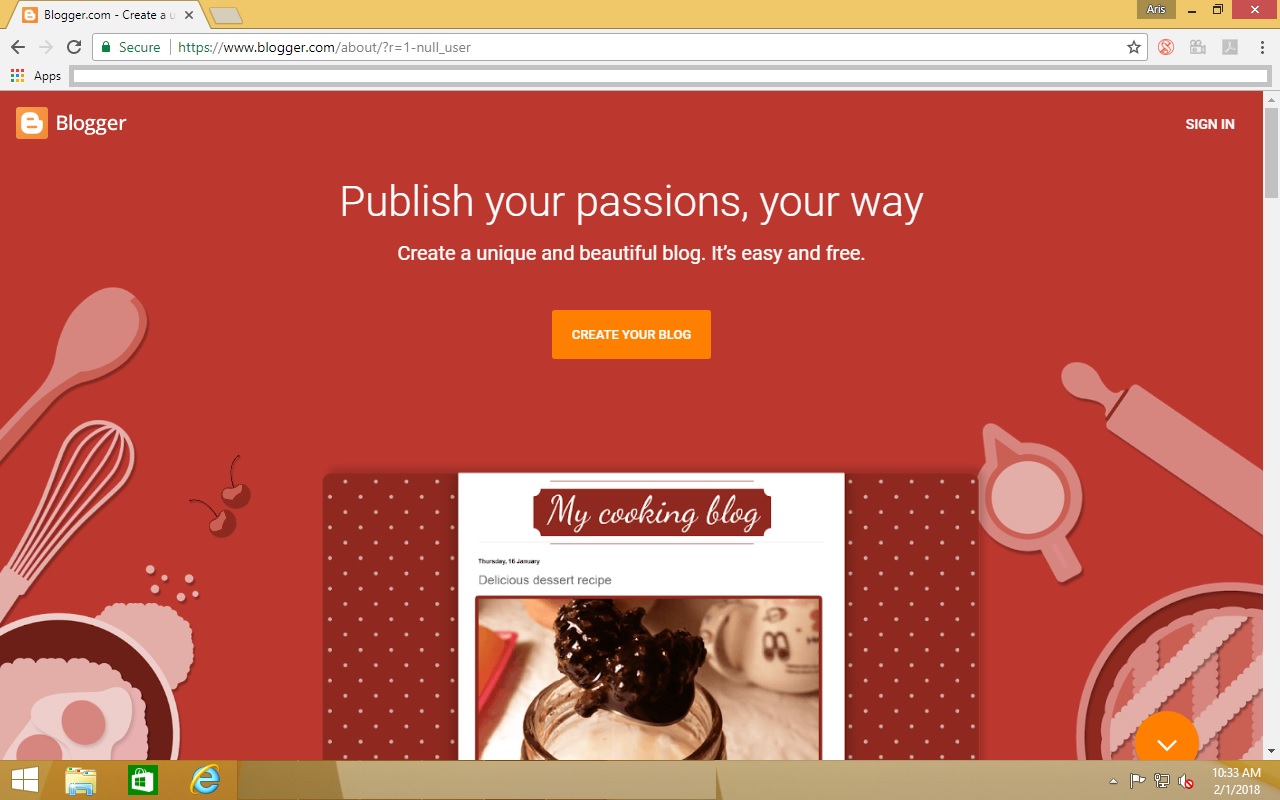 Create your account to Login ... at www.blogger.com