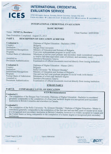 Desi Teneva: Diplomas