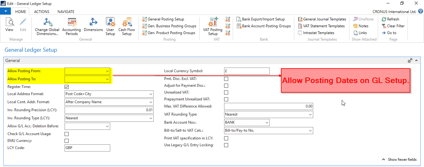MS Dynamics 365 Business Central : Why are 2 Allow Posting Dates in G/L ...