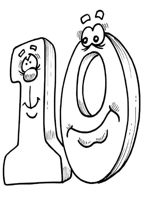 Belajar Mewarnai Angka 10 (sepuluh)