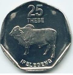MI COLECCION DE MONEDAS: Botswana: 25 Thebes de 1998