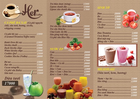 Các mẫu menu cafe đẹp nhất hiện nay